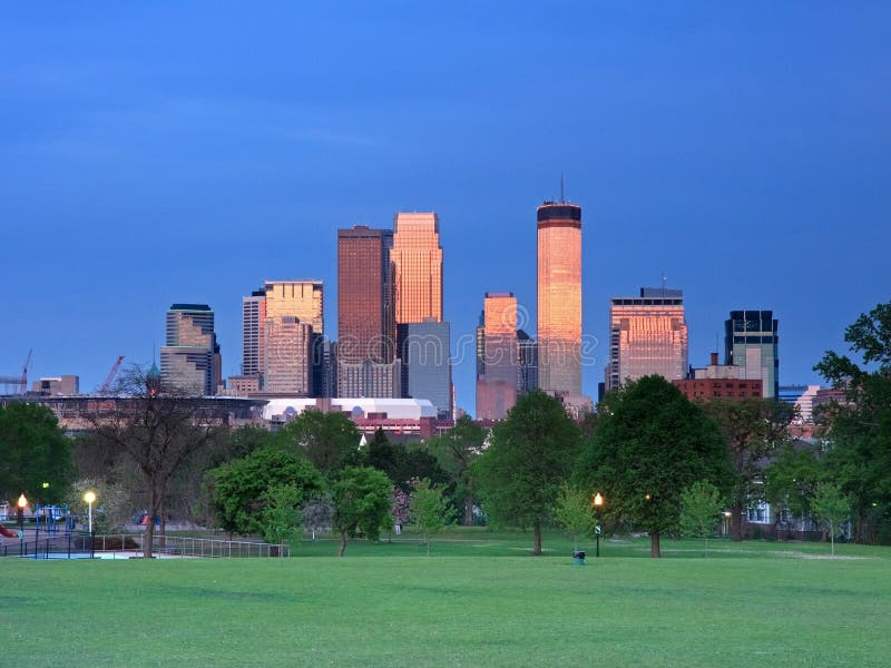 Red Downtown Minneapolis Reflection Stock Image - Image of minneapolis ...