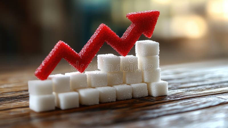 Sugar Consumption Decrease Represented by Red Arrow and White Sugar ...
