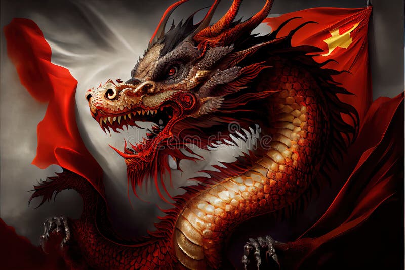 A Red Dragon with a Red Cape on Its Head and a Red Tail on Its Head ...