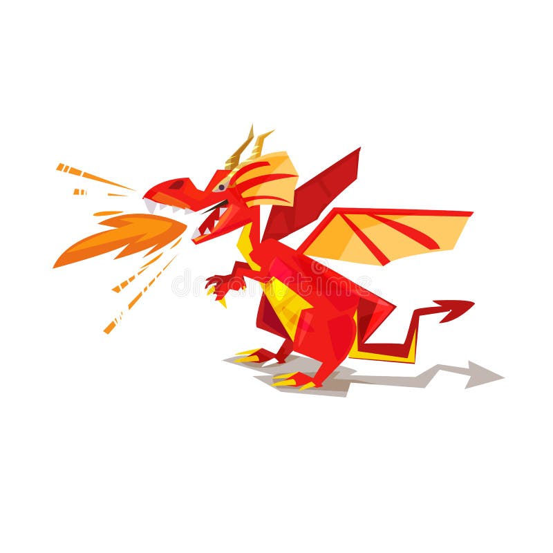 Red Dragon with Fire Power. Character Design - Vector Stock Vector ...