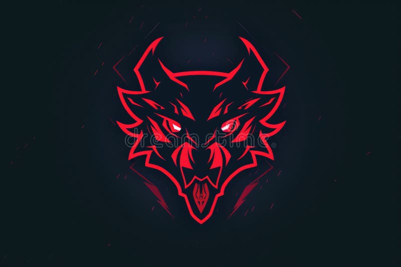 A Red Dragon Head Logo with a Dark Background AIG51A Stock Illustration ...