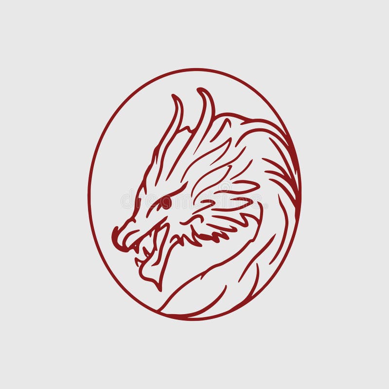 Red Dragon Head Logo Vector Hand Made Illustration Stock Vector ...