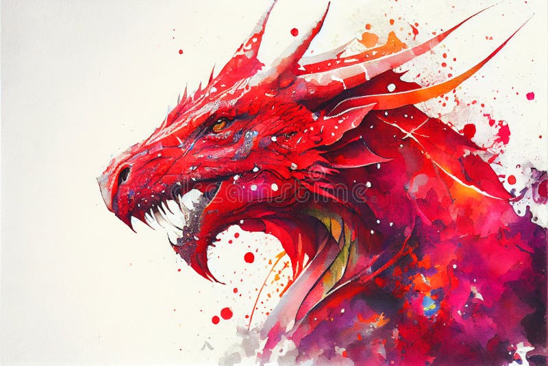 Red Dragon head portrait stock illustration. Illustration of vibrant ...