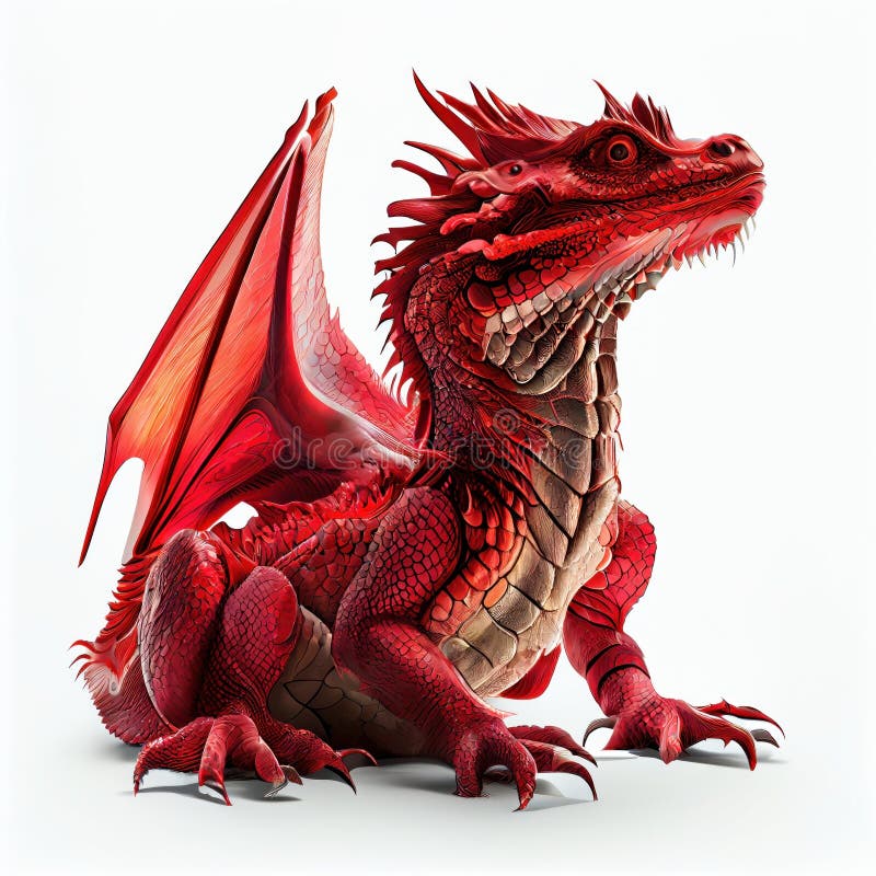 A Red Dragon with a Large Head and a Long Tail. Generative AI Stock ...