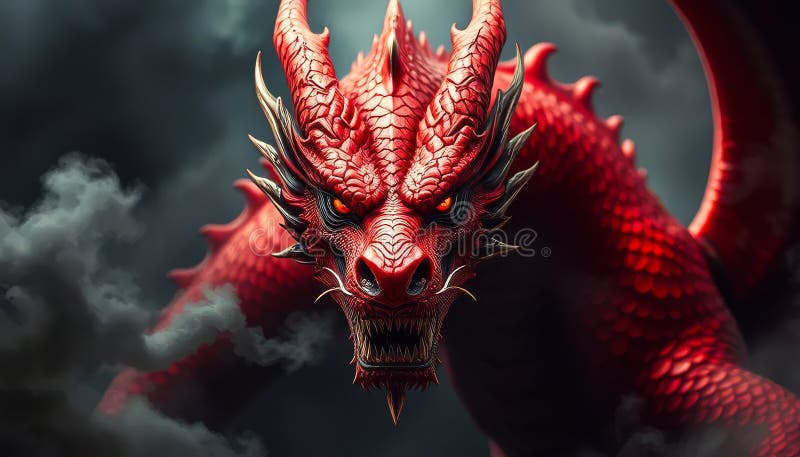 Red Dragon with a Menacing Look on Its Face Stock Photo - Image of ...
