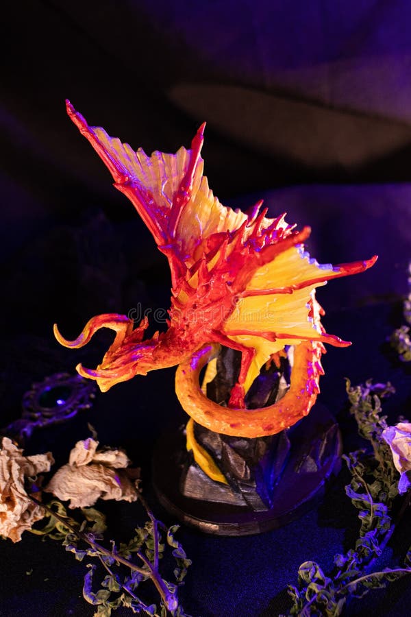Red Dragon Mini Figure Dnd Fantasy Stock Image - Image of printed ...