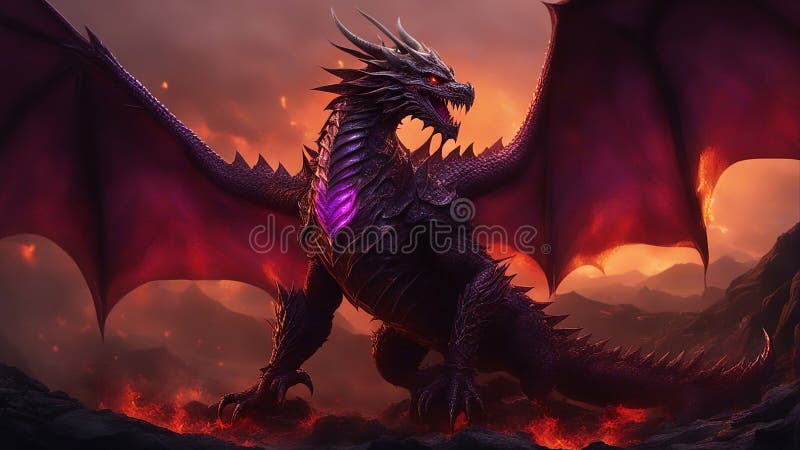 Dragon in the Night _A Small and Round Demon with Wings of Fire that ...