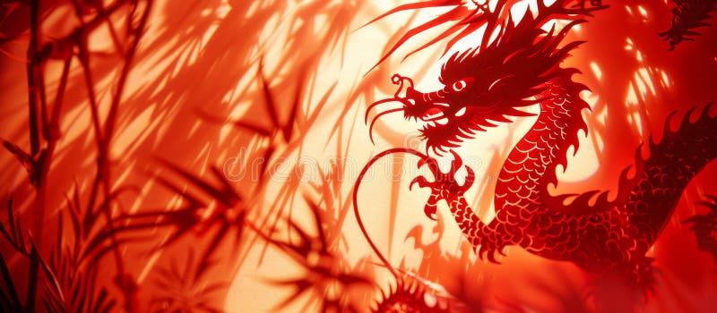 Red Dragon Paper Cut stock illustration. Illustration of power - 308616059