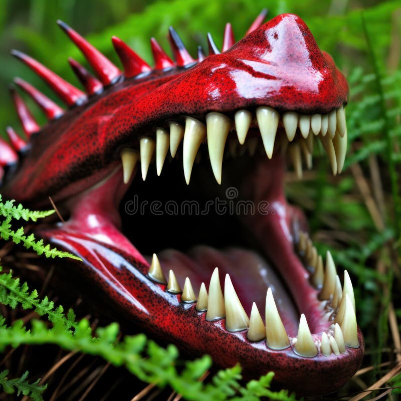 A Red Dragon with Sharp Teeth Stock Illustration - Illustration of fire ...