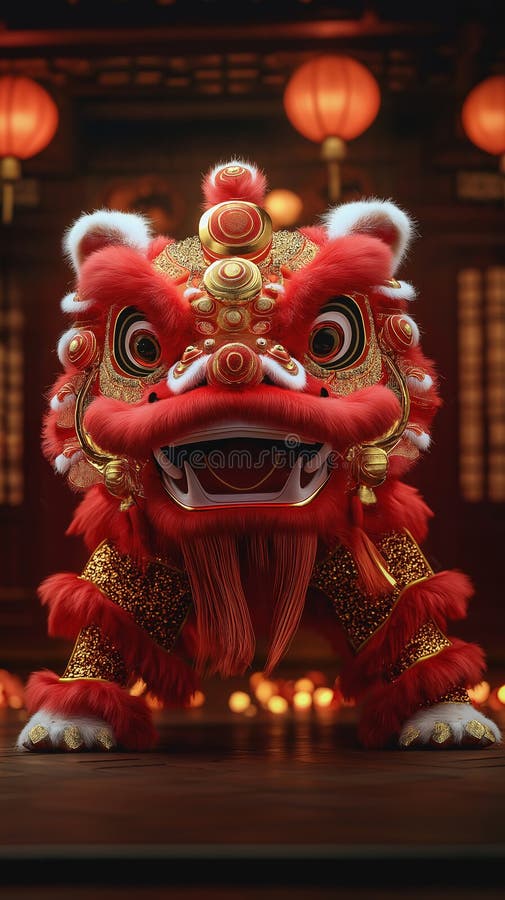 A Red Dragon is Standing in Front of a Building Stock Illustration ...