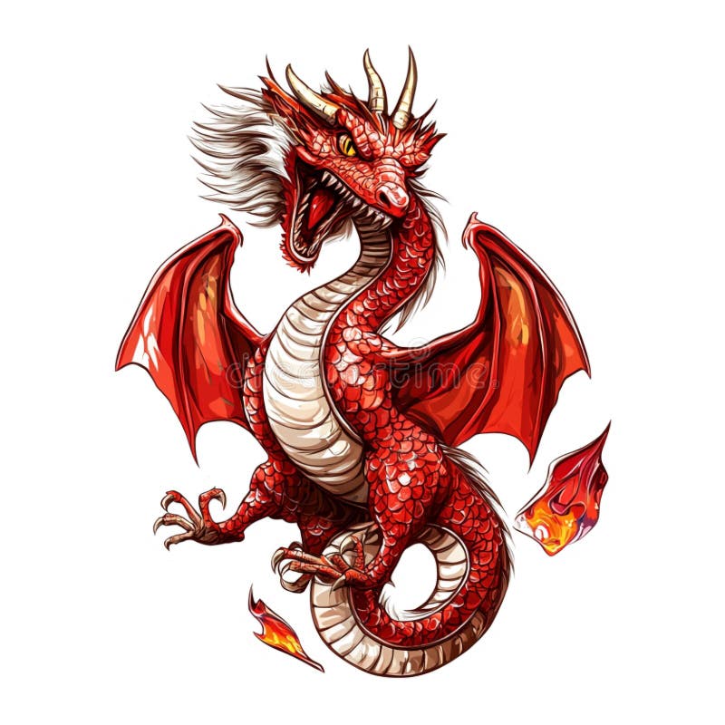 Red Dragon Sticker Cutout Perfect for Personalizing Items Isolated on a ...