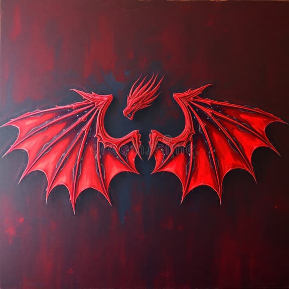 A Red Dragon Wings on a Red Background Stock Illustration ...