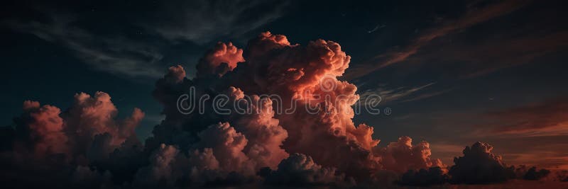 Red Dramatic Clouds in Night Sky with Full Ai Generated Stock ...