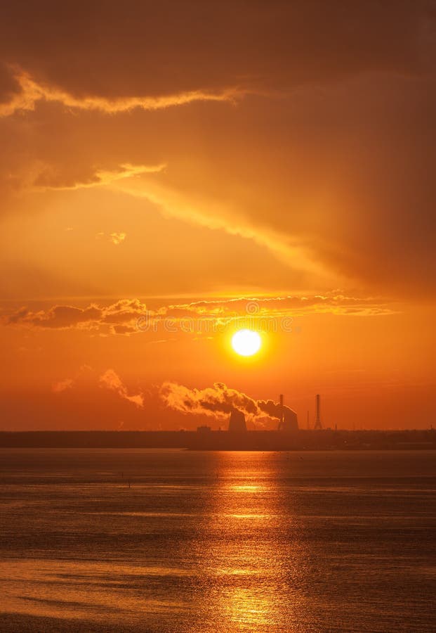 Red dramatic sunset stock photo. Image of outdoors, water - 110705014