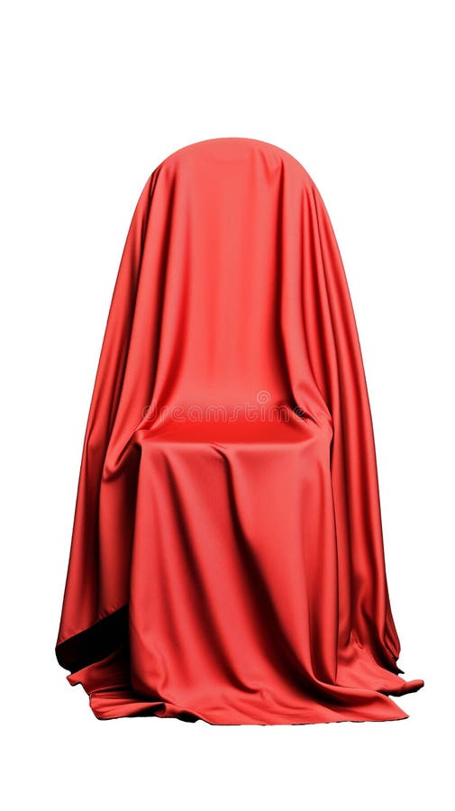 Red Draped Chair with Textured Fabric on Transparent Background Stock ...