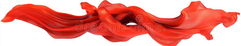 Red Drapery Fabric Cloths Fly in Three Dimensions on a Transparent ...