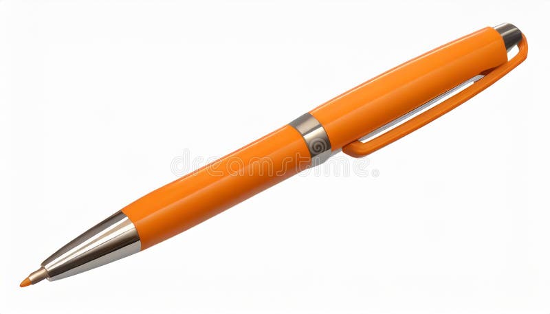 Digital Illustration of an Orange Pen on a White Background Stock ...