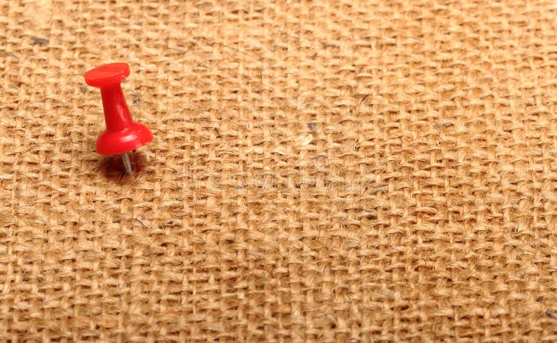 Red Drawing Pin on Pinboard Stock Photo - Image of business, hessian ...