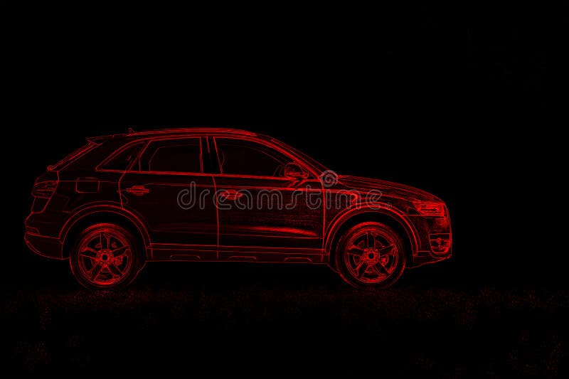 Red drawn sketch car stock illustration. Illustration of fire - 53654803