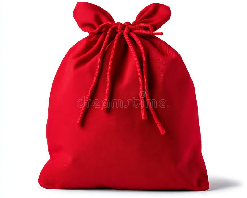 A Red Drawstring Bag with a Bow on the Front Stock Image - Image of ...