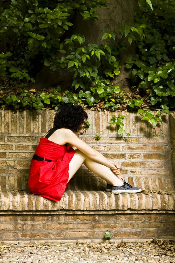 Red dress woman stock image. Image of displeased, despair - 5739169