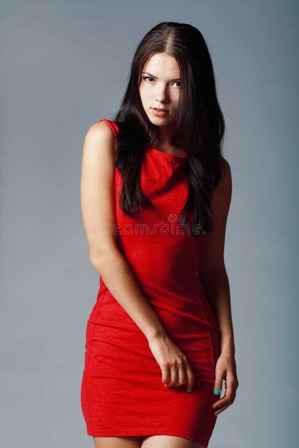 Sexual Woman Wearing Red Dress Stock Image Image Of Look Makeup