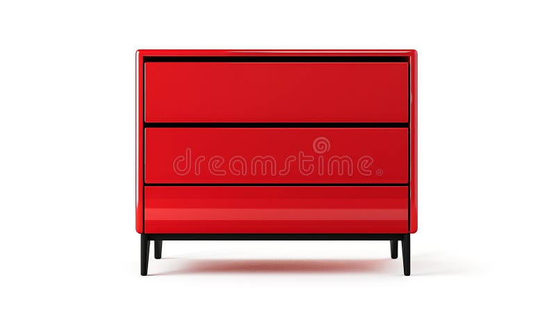 A Red Dresser with Three Drawers Stock Illustration - Illustration of ...