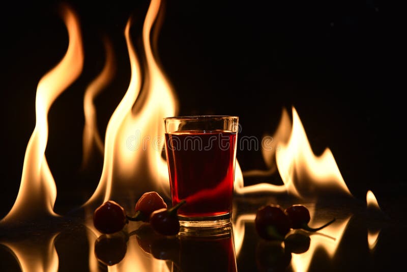 Glass of Alcoholic Drink Wine in Front of Warm Fireplace. Magical ...