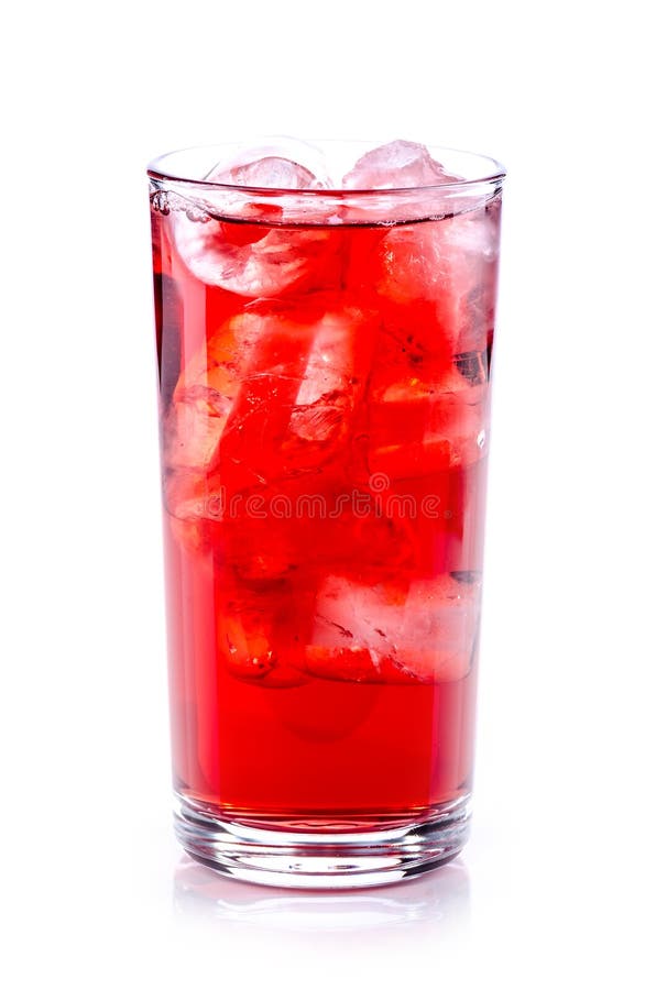 Red drink with ice cubes stock photo. Image of cold - 185020290