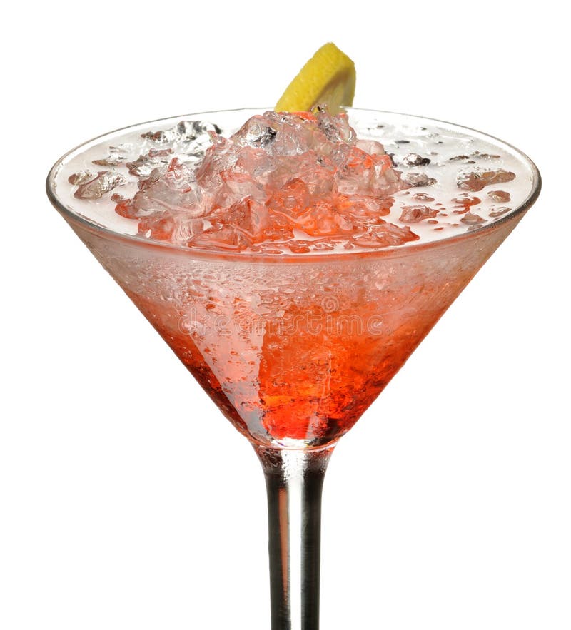 Red Drink with Ice and Lemon Isolated Over White Stock Photo - Image of ...