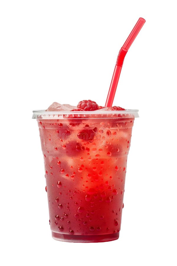 A Red Drink with a Straw in a Plastic Cup. the Drink is Cold and Has a ...
