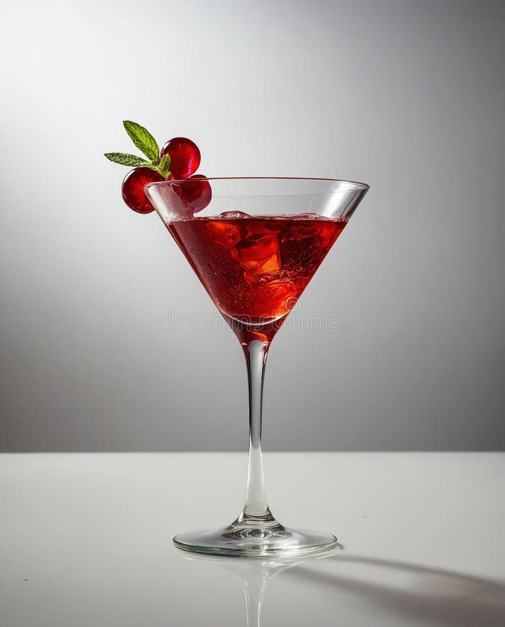 Red Drink on Tall Cocktail Glass on Plain White Ai Generated Stock ...