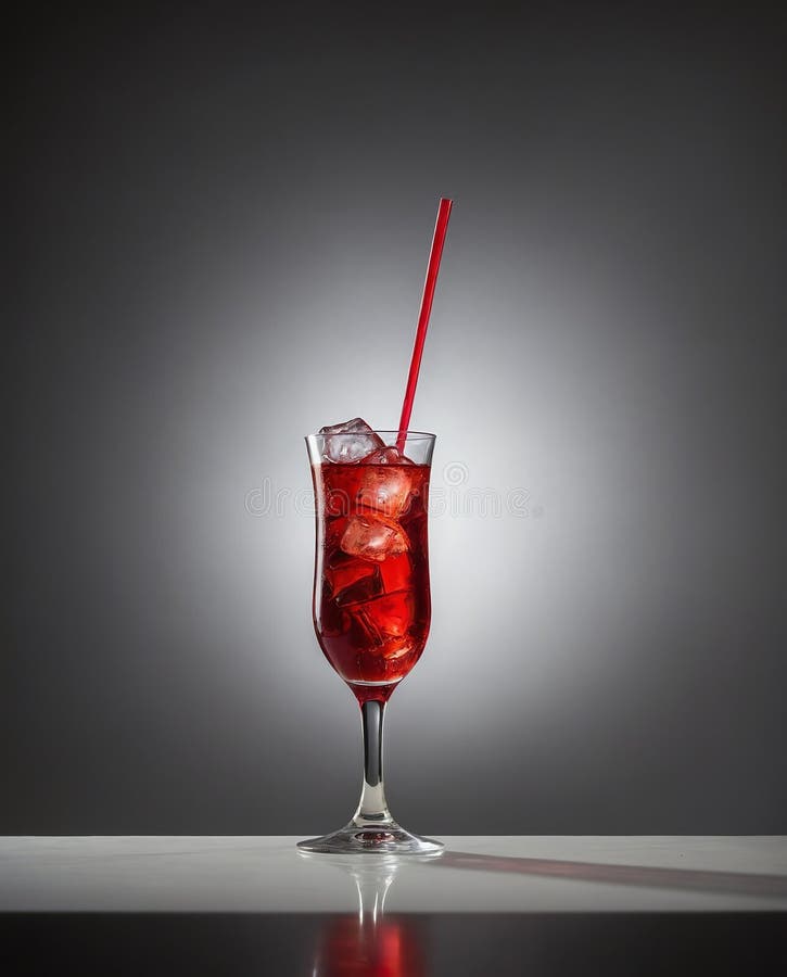 Red Drink on Tall Cocktail Glass on Plain White Ai Generated Stock ...