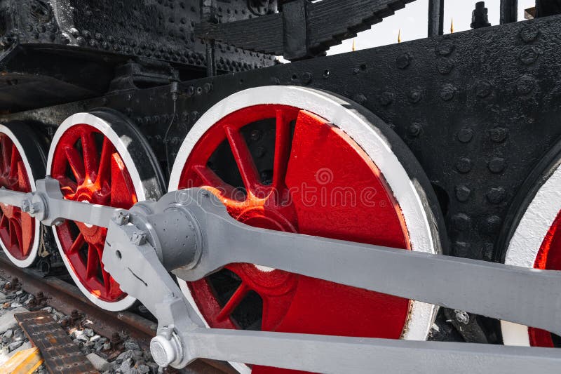 Red Driving Wheels of an Steam Locomotive Editorial Stock Image - Image ...