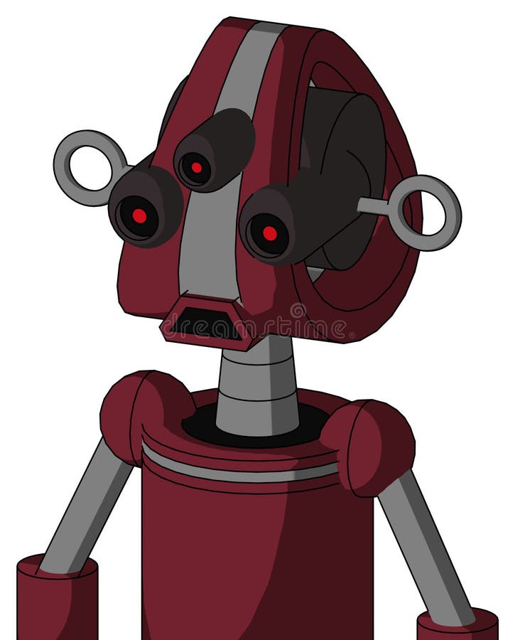 Red Droid with Droid Head and Sad Mouth and Three-Eyed Stock ...