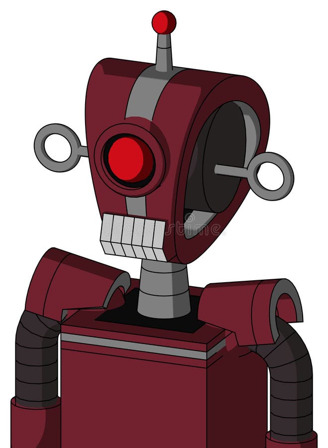 Red Droid with Droid Head and Teeth Mouth and Cyclops Eye and Single ...
