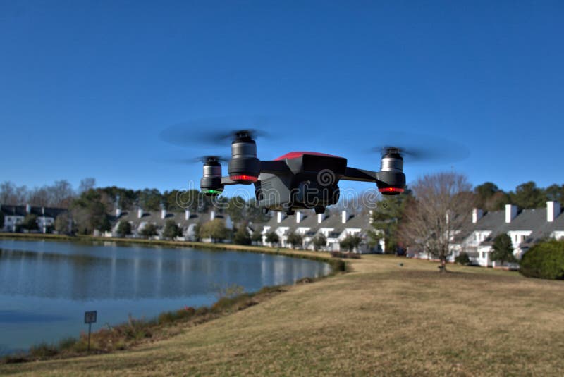 Red Drone in flight stock image. Image of overhead, aircraft - 206704649