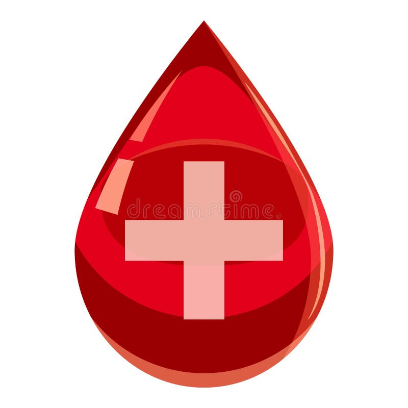 Red Drop of Blood with Cross Icon, Cartoon Style Stock Vector ...