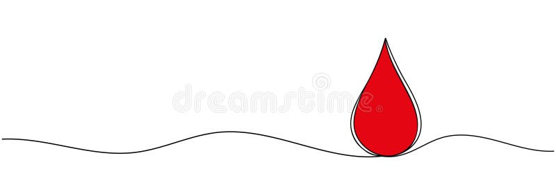 Red Drop Line Art in One Line Style. Outline on White Background Stock ...