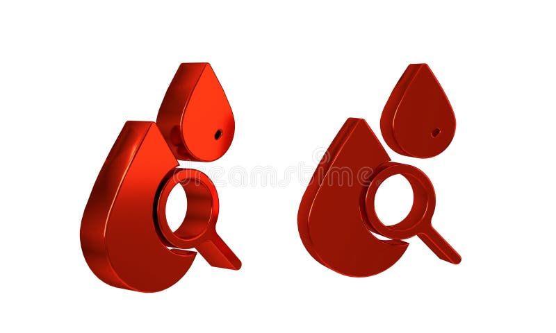 Red Drop and Magnifying Glass Icon Isolated on Transparent Background ...