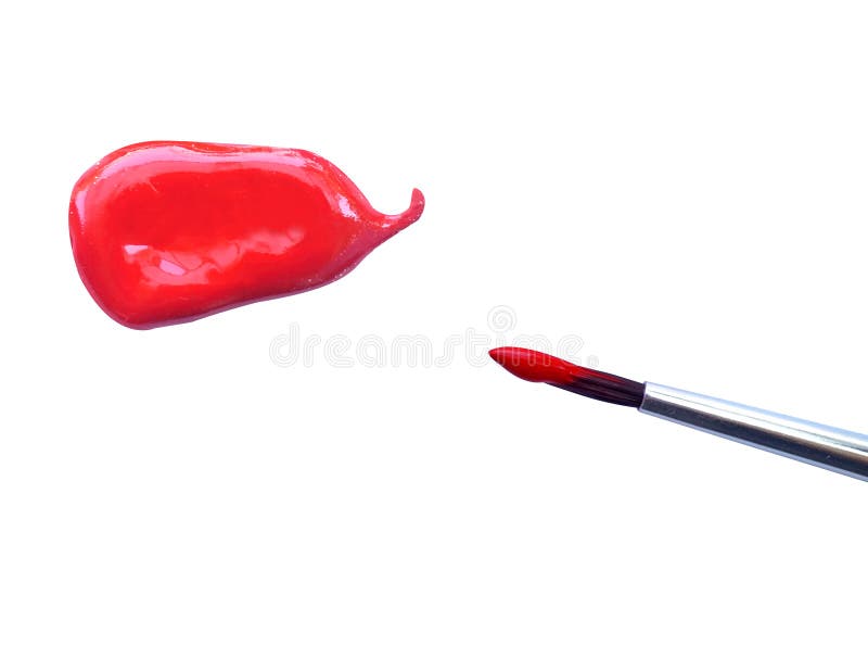 Red Drop Painting Color with Brush Isolate on White (clipping Path ...