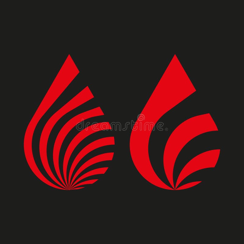 Red Drop Shapes, Abstract Curved Stripe Elements, Vector Liquid Design ...