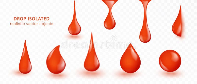 Red Drops Realistic Isolated. Blood Donation, Platelets, Stem Cells ...