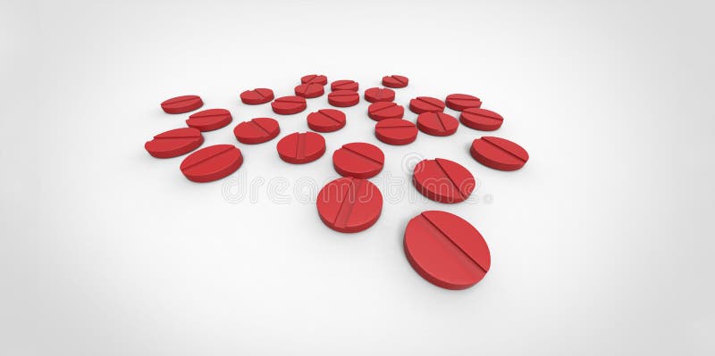 Red Drugs Pills on White Background Stock Illustration - Illustration ...