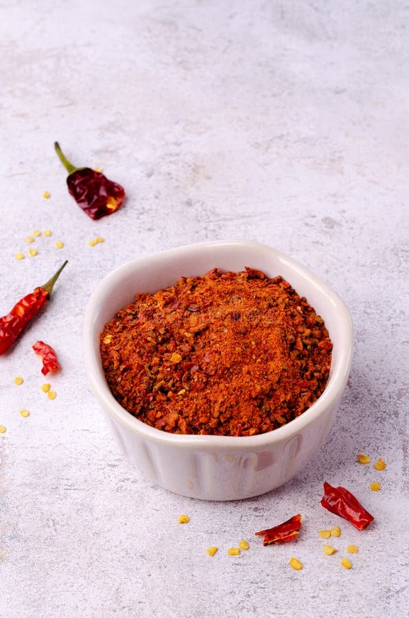 Red Dry Pepper Powder and Slices Stock Image - Image of food, paprika ...