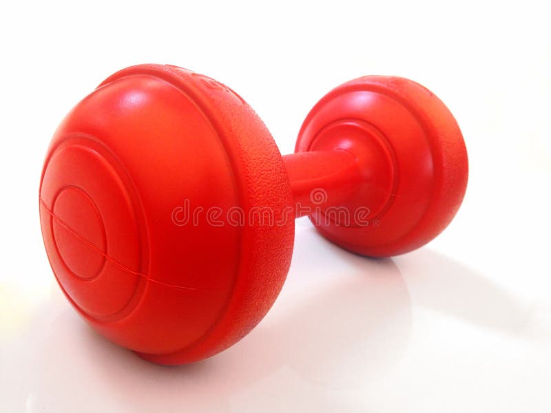 Red Dumbbell on White Background Stock Image - Image of health ...