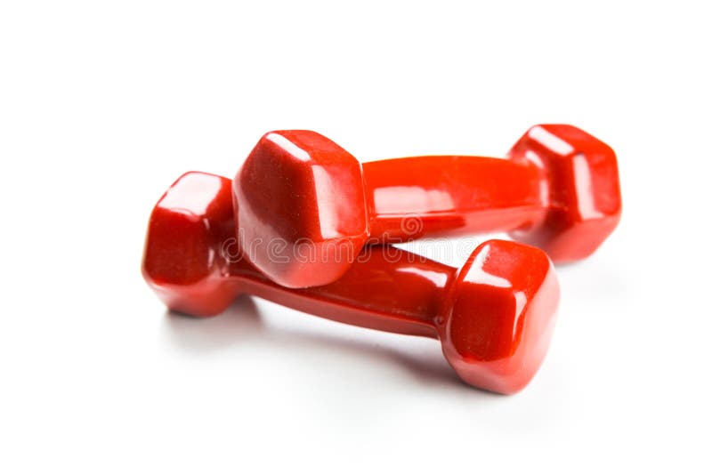 Red Dumbbells stock photo. Image of close, training, dumbbells - 69137050