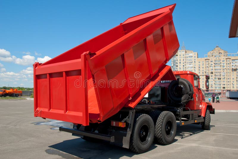 Red dump truck editorial stock photo. Image of large - 65610553