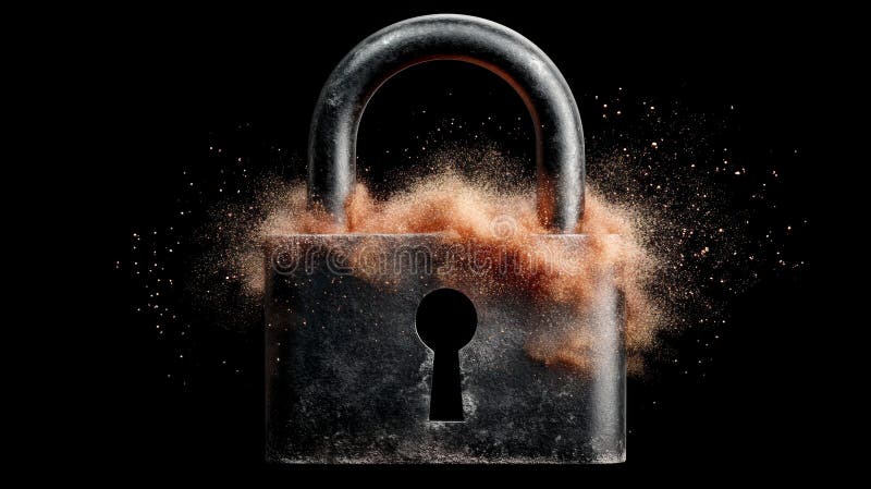 Red Dust Emitting from a Lock, Visualizing Security Breach, Data ...