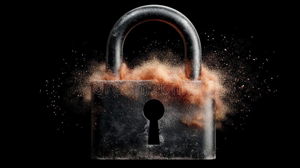 Red Dust Emitting from a Lock, Visualizing Security Breach, Data ...